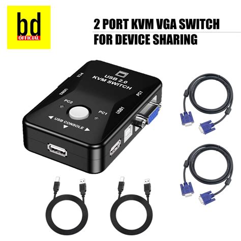 Vga Kvm Switch Ports With Usb Hubs Two Computers Share Set Of