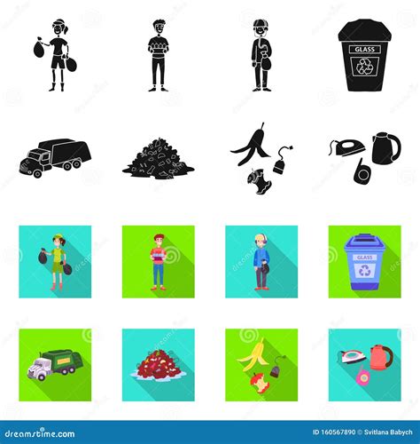 IlustraciÃ³n Vectorial De Los Residuos Y Del SÃ­mbolo De La Basura