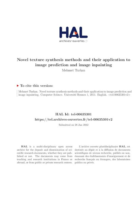 Pdf Novel Texture Synthesis Methods And Their Application To