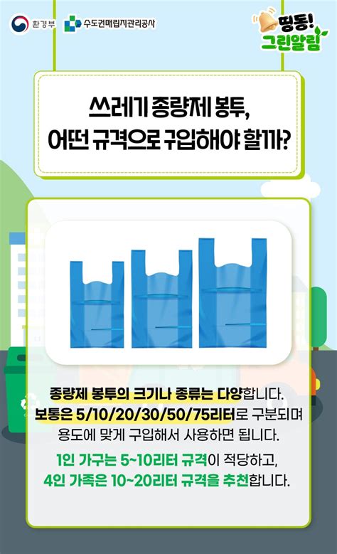 띵동 그린알림 쓰레기 종량제 봉투 크기 종류 등 모든 것 네이버 포스트