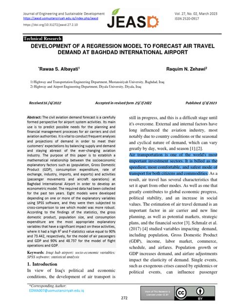 Development Of A Regression Model To Forecast Air Pdf Gross