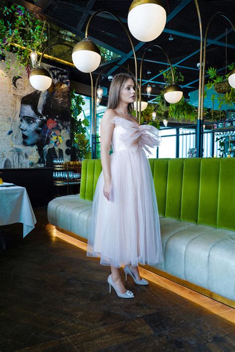 Butterfly Nude Tulle Midi Dress Lace And Beads