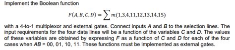 Solved Implement The Boolean Function