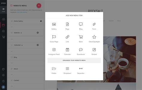 Menu Items Pixpa Help