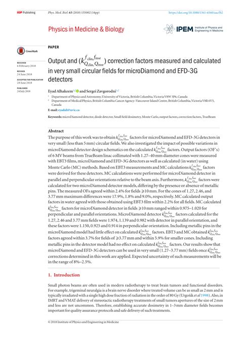 Output And K Q Clin Q Msr F Clin F Msr Correction Factors Measured And Calculated