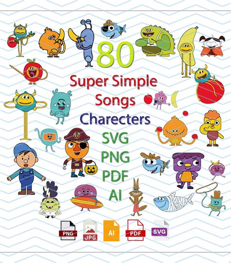 Super Simple Song Characters Clipart For Stickers Digital File Pdf