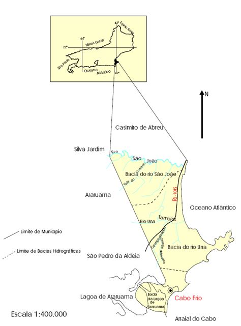 Mapa de localização do Município de Cabo Frio apresentando as