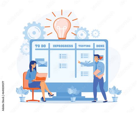 Agile Visual Project Management Method Teamwork Concepts Programmer