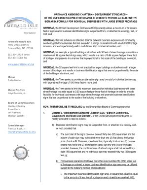 Fillable Online Emeraldisle Nc ORDINANCE AMENDING CHAPTER 6 DEVELOPMENT