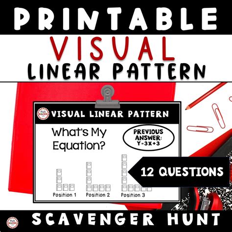 Linear Functions Activity Visual Pattern Algebra 1 Scavenger Hunt 8th Grade Math Etsy