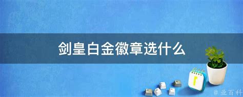 剑皇白金徽章选什么 业百科