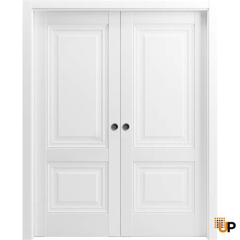 Sliding French Double Pocket Doors Lucia 8831 White Silk Kit Trims