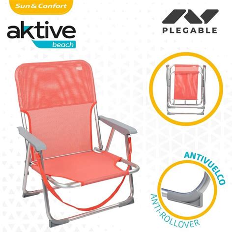 Aktive Chaise De Plage Basse Avec Dossier Fixe Et Poignée Max 100kg