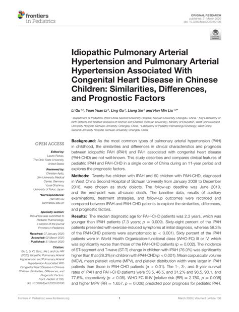Pdf Idiopathic Pulmonary Arterial Hypertension And Pulmonary Arterial