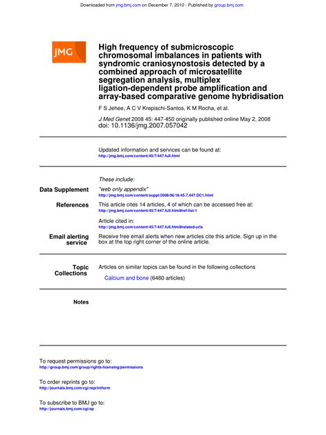 Pdf High Frequency Of Submicroscopic Chromosomal Imbalances In Patients With Syndromic