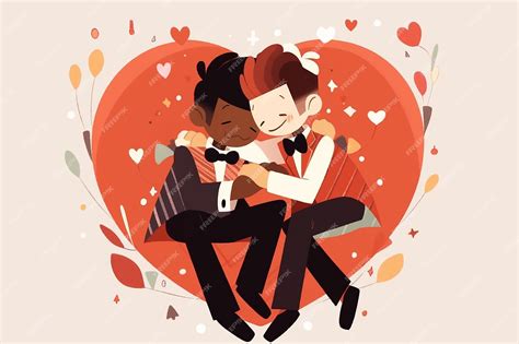 Premium Photo Gay Anime Couple Inside Abstract Heart Illustration