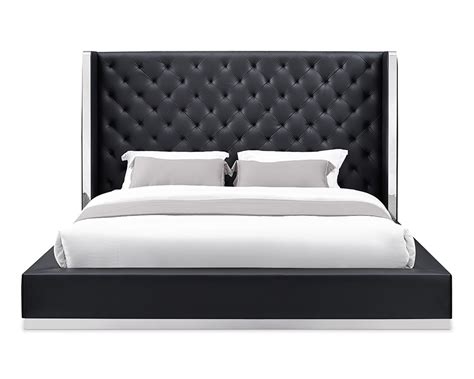 Tufted Faux Leather King Bed Frame In Black By Homeroots 1stopbedrooms