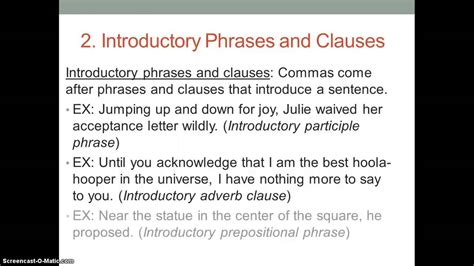 Grammar Skill 4 Comma Rule 3 Introductory Elements Youtube