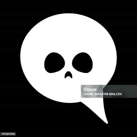 흰색 연설 거품 두개골 아이콘입니다 고딕 양식의 주석 아이콘 그림 소셜 미디어 및 앱에 대 한 현대 아이콘입니다 검은 배경에 격리된 벡터 개념에 대한 스톡 벡터 아트 및