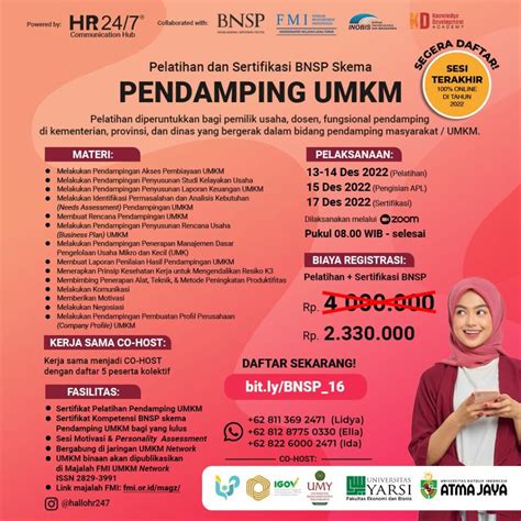 Pelatihan Dan Sertifikasi BNSP Skema Pendamping UMKM Sertifikasi BNSP