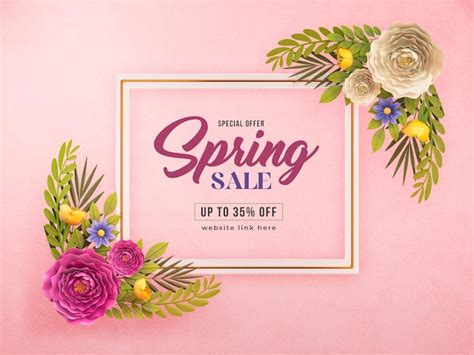 Plantilla De Banner 3d De Marco Floral De Venta De Primavera Archivo