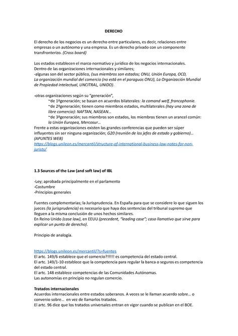 Dcho Internacional Derecho El Derecho De Los Negocios Es Un Derecho