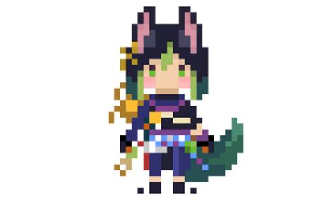 原神「胡桃フータオ」のドット絵イラスト フリー素材 シンプルなフリー素材 そざいのえん
