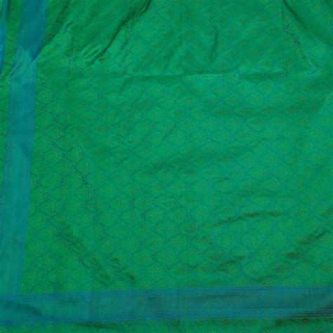 Blue Green Pure Soft Satin Silk Banarasi Handloom Saree Tilfi