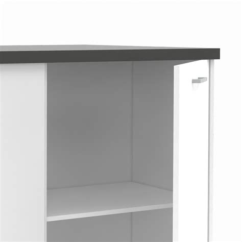Ilot Central Cm Bois Blanc Plan De Travail Gris Anthracite TIBO