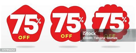 75 할인 태그 제품 값 가격 상거래 빨간색 웹 판매 제공 스티커 모양 라벨 스티커 할인 마케팅 소매 상점 배너 아이콘 설정 75에 대한 스톡 벡터 아트 및 기타 이미지