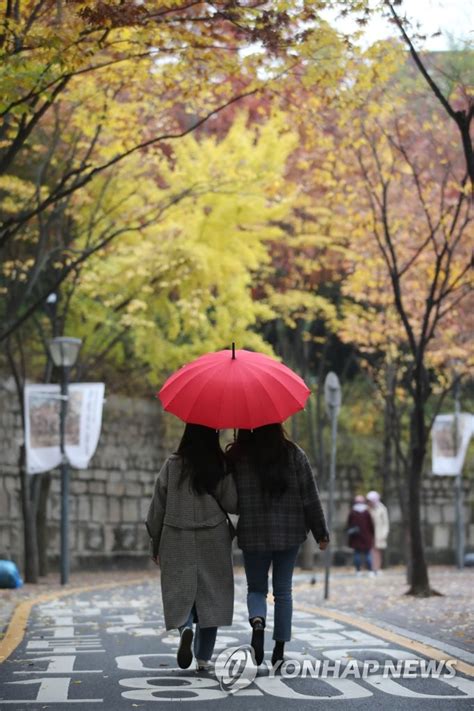 단풍 아래 빨간 우산 연합뉴스
