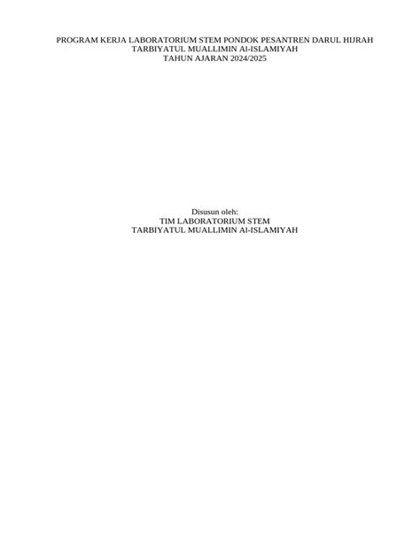 Program Kerja Laboratorium Stem Pondok Pesantren Darul Hijrah Pdf