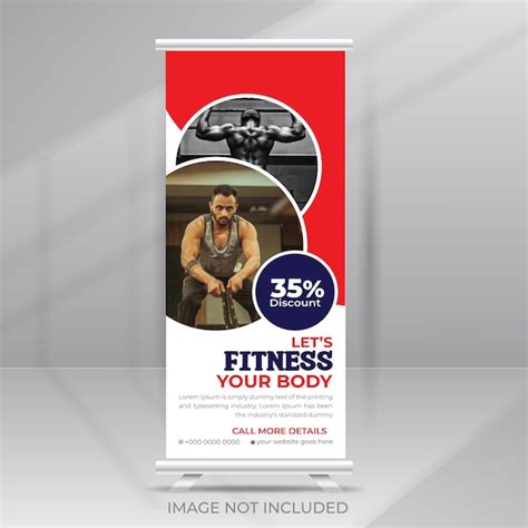 바디 피트니스 체육관 롤업 배너 스탠드 디스플레이 X 배너 다목적 프레젠테이션 프리미엄 벡터