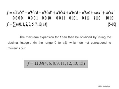 Applications Of Boolean Algebra Minterm And Maxterm Expansions Pptx