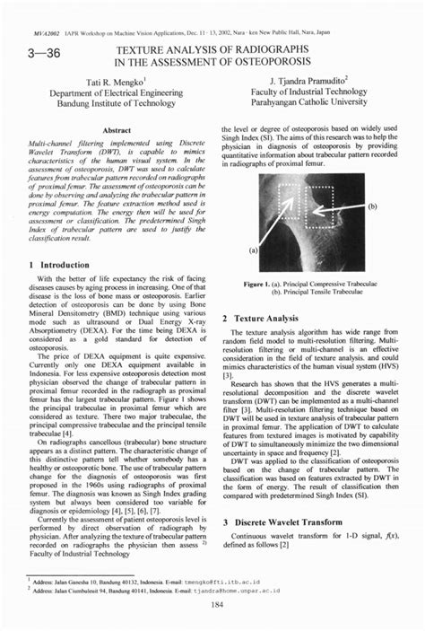 pdf texture analysis of radiograph in the assessment of osteoporosis
