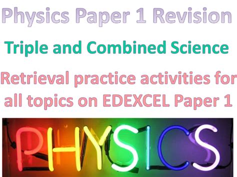 Physics Edexcel Paper 1 Revision Retrieval Practice Activities For