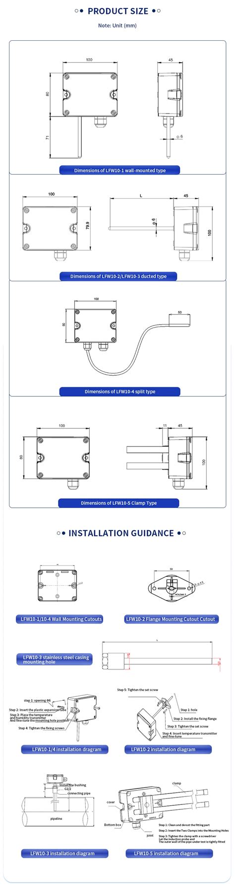 Lefoo Wall Mounted 4 20ma Output Small Temperature Transmitter Pt1000