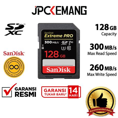 Promo Jpc Kemang Sandisk Sdxc Extreme Pro Uhs Ii Memory Card Black 128gb 300mb Sec Read And