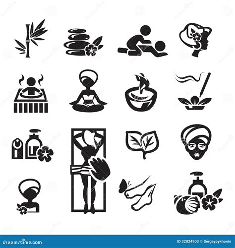 Spa Icons Set Stock Vector Illustration Of Bath Herbal 32024903