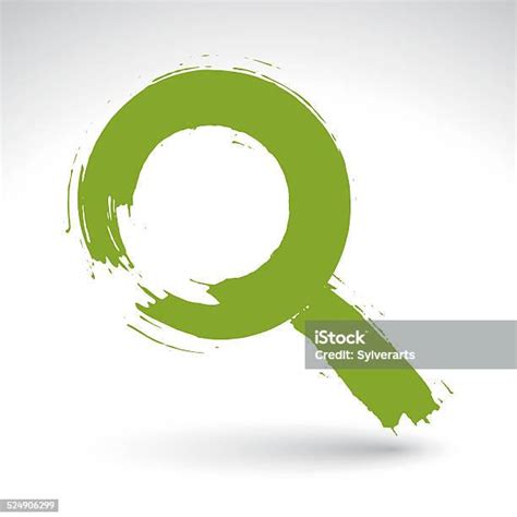 핸드 페인트 블루 돋보기 아이콘을 흰색 바탕에 그림자와 0명에 대한 스톡 벡터 아트 및 기타 이미지 0명 검색 과학