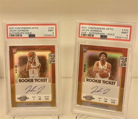 2022 Panini Contenders Optic Jalen Johnson Rc 杰伦约翰逊 新秀10编金折球票签字卡签 一对