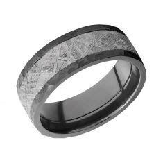 Lashbrook Black Zirconium With Meteorite Inlay Flat Comfort Fit Band