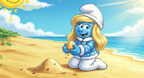 Smurfette On The Beach Wearing Her Winter Outfit By Darth19 On Deviantart
