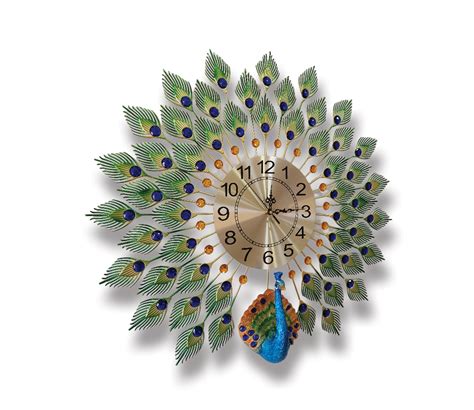 Buy 3d Peacock Feather Metal Wall Clock At 22 Off Online Wooden Street