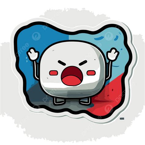 화가 난 스티커 일러스트 벡터 고립 된 만화 한국 국기와 스티커 디자인 상표 스티커 일러스트 Png 일러스트 및 벡터 에