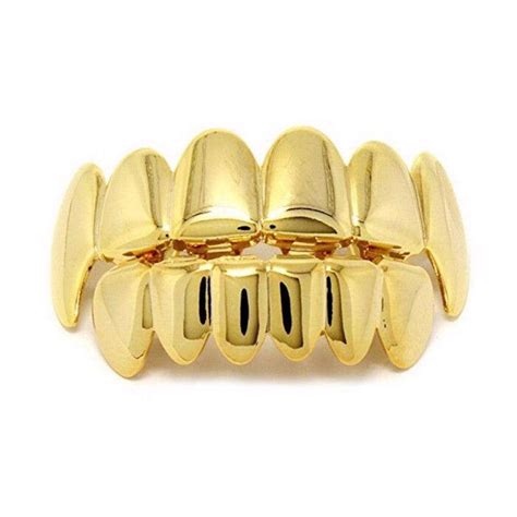 Vampire Gold Plated Fang Grillz Full Set Rhino Grillz