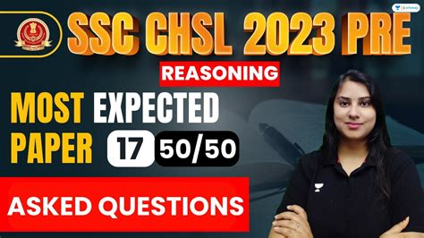 Ssc Chsl 2023 Pre Reasoning Most Expected Paper 17 Asked