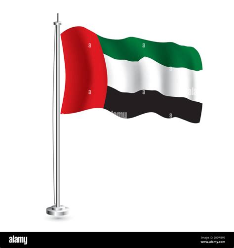 Uae Flag Isolated Realistic Wave Flag Of United Arab Emirates Country On Flagpole Vector