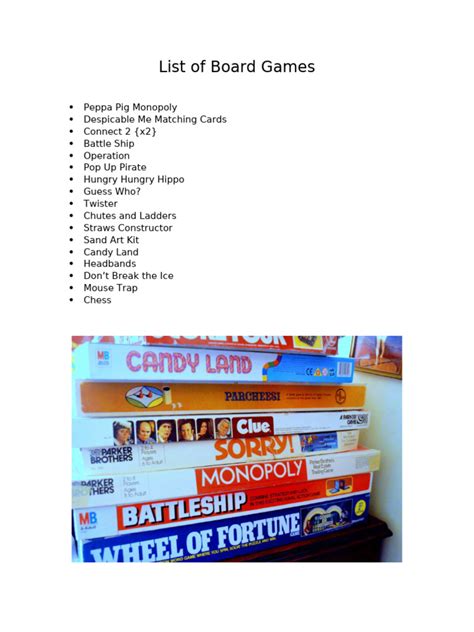 Popular Board Games List Pdf