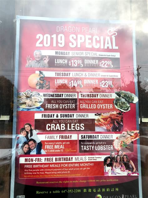 Menu At Dragon Pearl Buffet Restaurant Toronto
